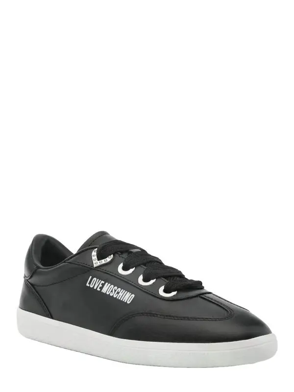 Moschino Leather Logo Detail Sneakers - Black