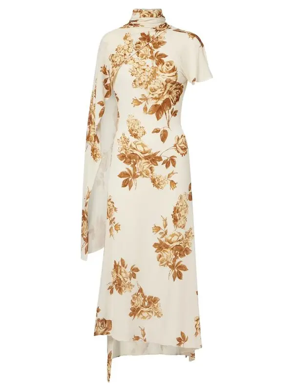 Magda Butrym Floral Print Draped Midi Dress - Multicoloured
