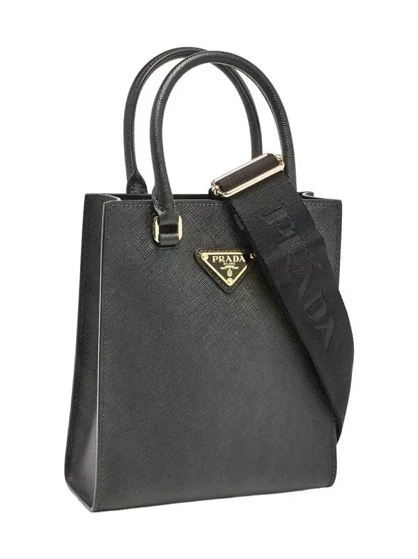 Prada Saffiano Leather Mini Tote Bag - Black