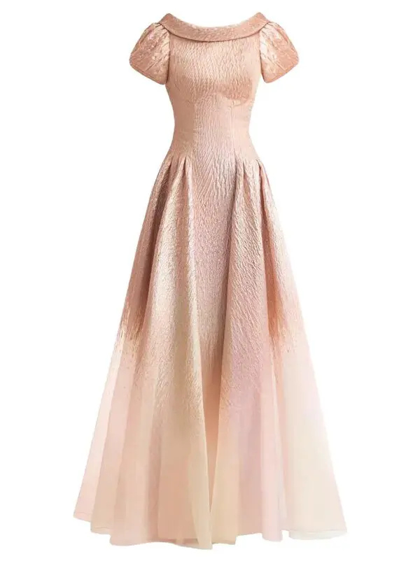 GEMY MAALOUF Puff-sleeve Sheer Maxi Dress - Pink