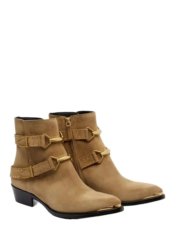 Isabel Marant Étoile Zalya Suede Ankle Boots With Buckle Fastening - Beige