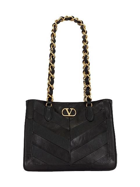 Valentino Garavani Jean Small Tote Bag In Black Nappa Leather With Vlogo Signature - Nero