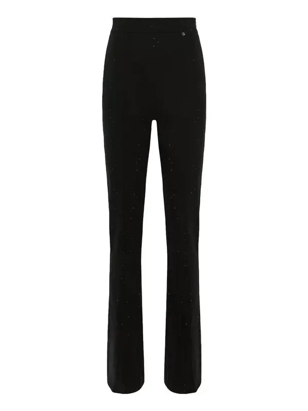 NISSA Rhinestone-embellished Slim-fit Trousers - Black