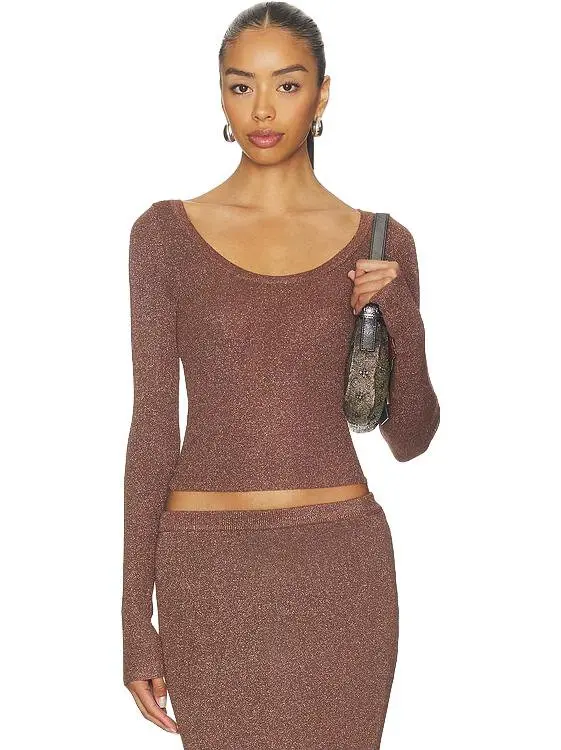 SNDYS. Rumer Long Sleeve Knit Top In . Also - Chocolate