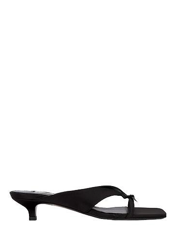 TOTEME Bow Satin Sandals - Black