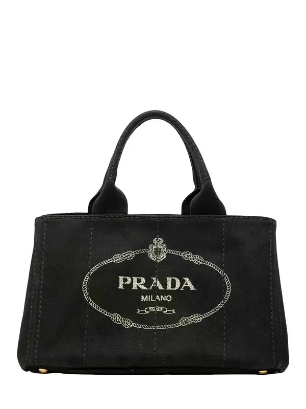 Prada 2013-2025 Canvas Canapa Logo Satchel - Black