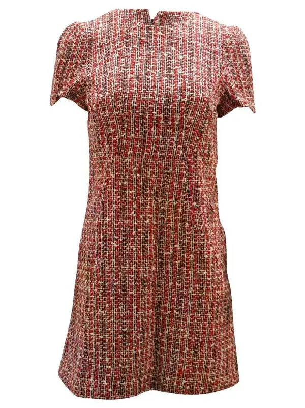 Alexander McQueen Tweed Rear-zip Short Sleeve Dress - Red