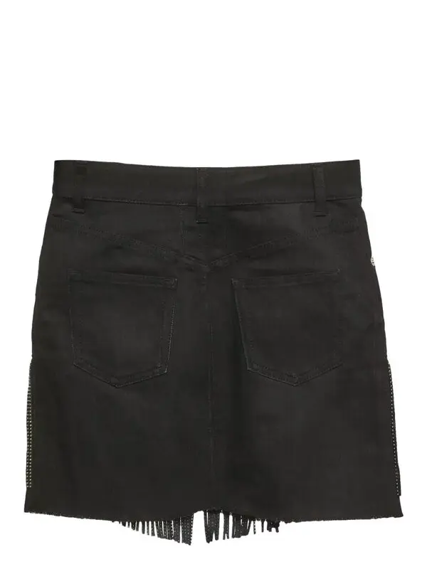 Saint Laurent Fringed-trim Denim Skirt - Black