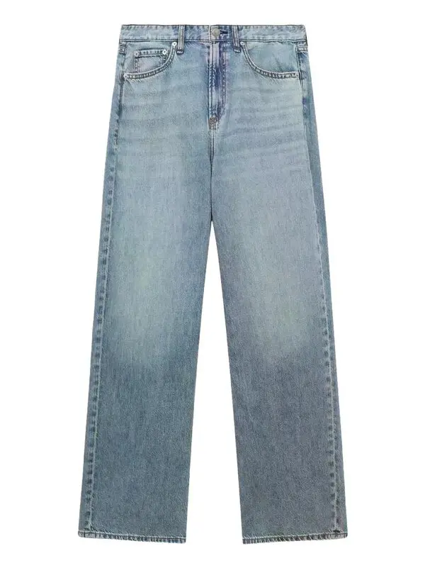 Rag & Bone Paneled Wide Leg Jeans - Blue