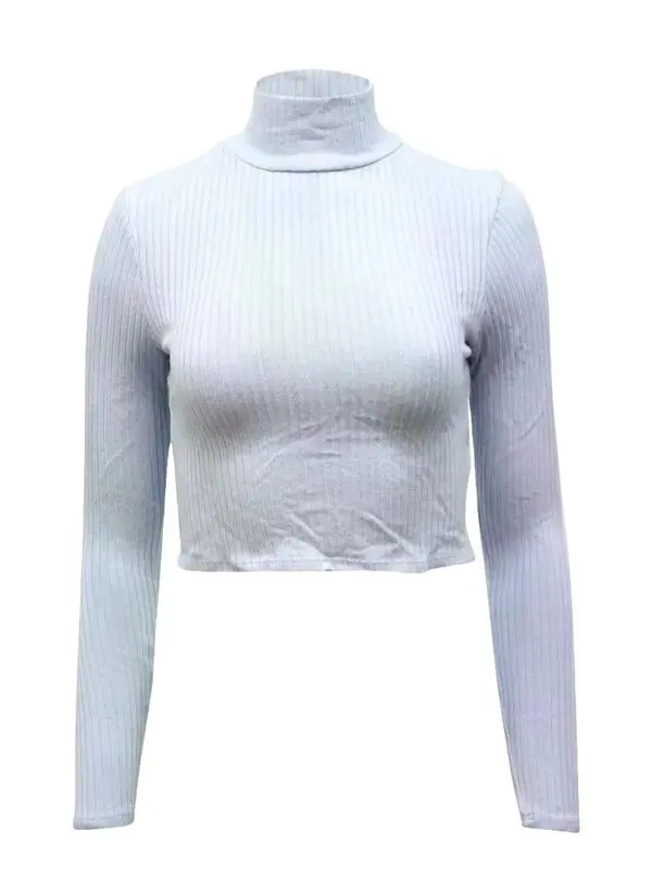 REFORMATION High-neck Ribbed Cropped Top - Blue