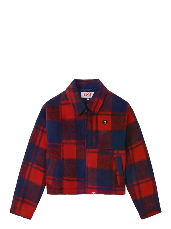 A BATHING APE Checked Zip-up Jacket - Red