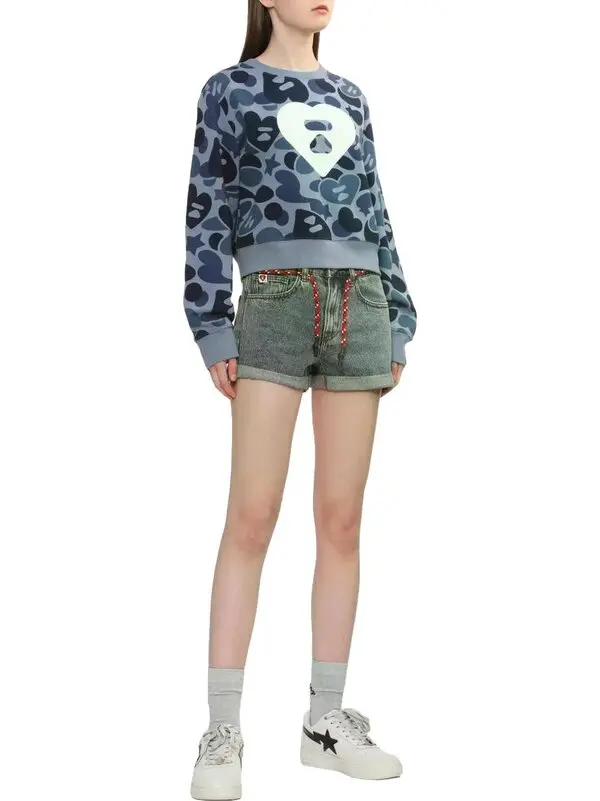 A BATHING APE Camouflage Heart Sweatshirt - Blue