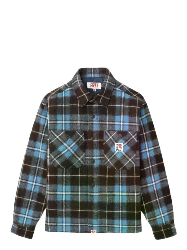 A BATHING APE Check Patch Pocket Shirt - Brown