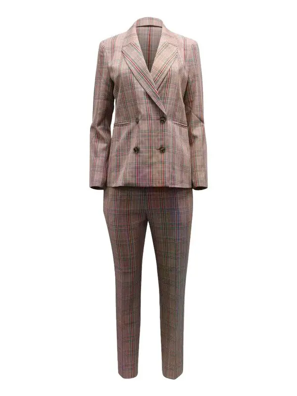 Iris & Ink Plaid Straight-leg Trousers - Neutrals