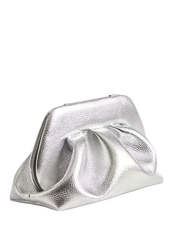 THEMOIRE Medium Gathered Clutch Bag - Silver