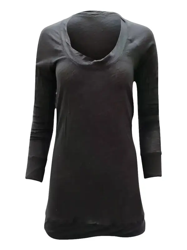 DONNA KARAN VINTAGE Long Sleeve Scoop Neck Top - Grey