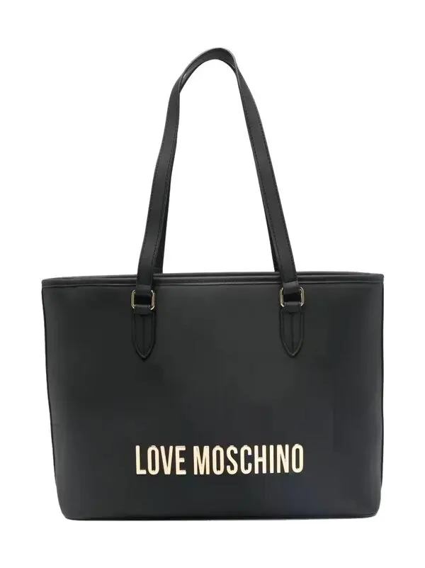Moschino Logo Plaque Shoulder Bag - Black