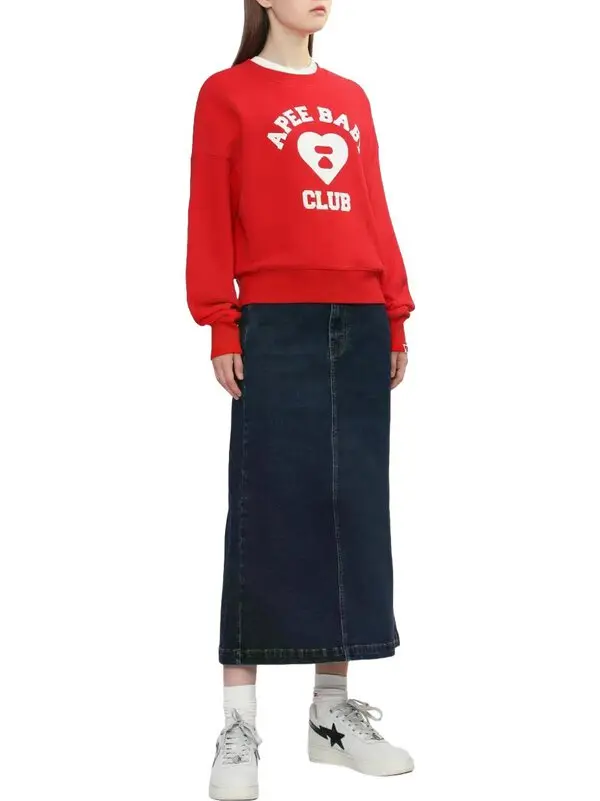 A BATHING APE Crewneck Sweatshirt With Slogan Print - Red
