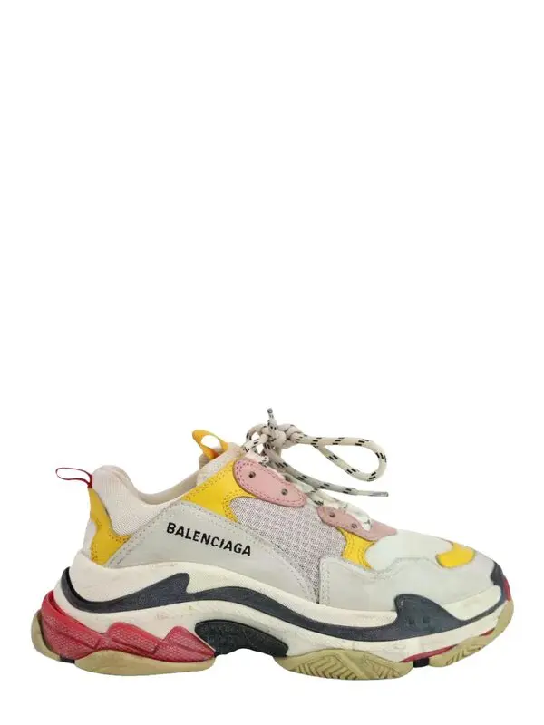 Balenciaga Triple S Leather Trainers - Neutrals