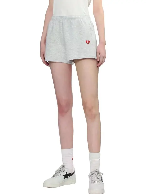 A BATHING APE Embroidered Heart Detail Drawstring Shorts - Grey