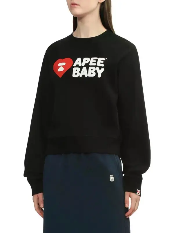 A BATHING APE Cropped Logo Sweatshirt - Black