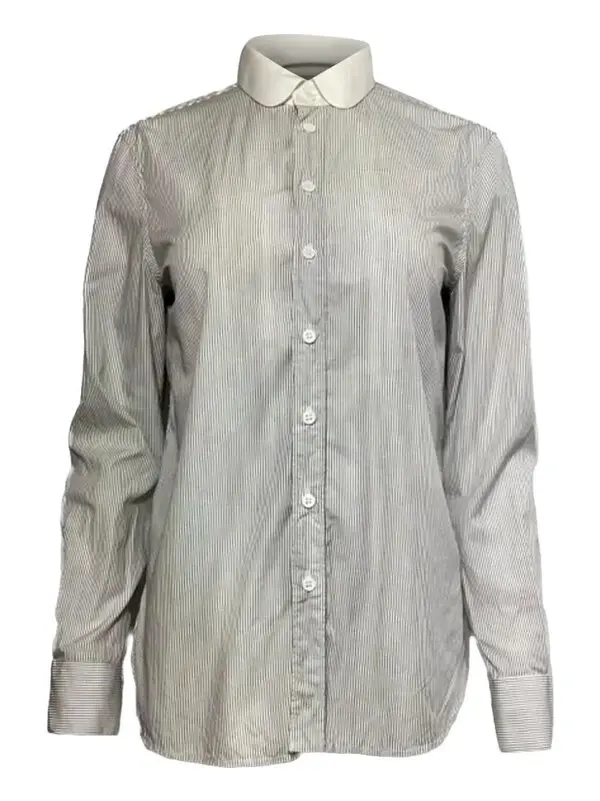 Saint Laurent Striped Long-sleeve Shirt - White