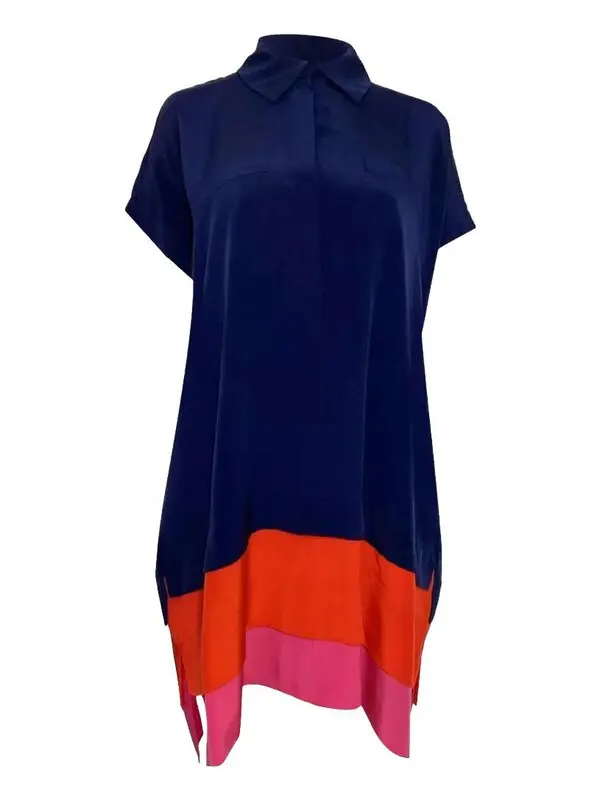 Diane Von Furstenberg Silk Layered Shirt Dress - Blue