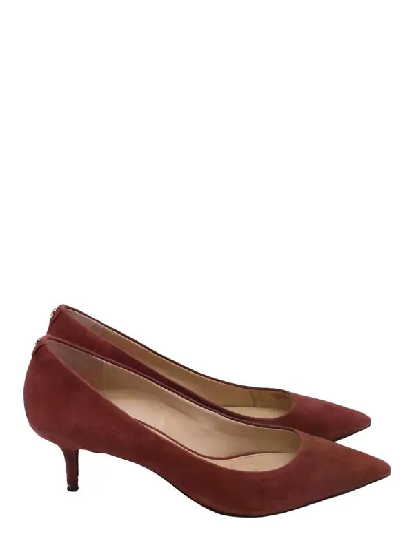 Michael Kors Pointed Suede Kitten Heel Pumps - Red