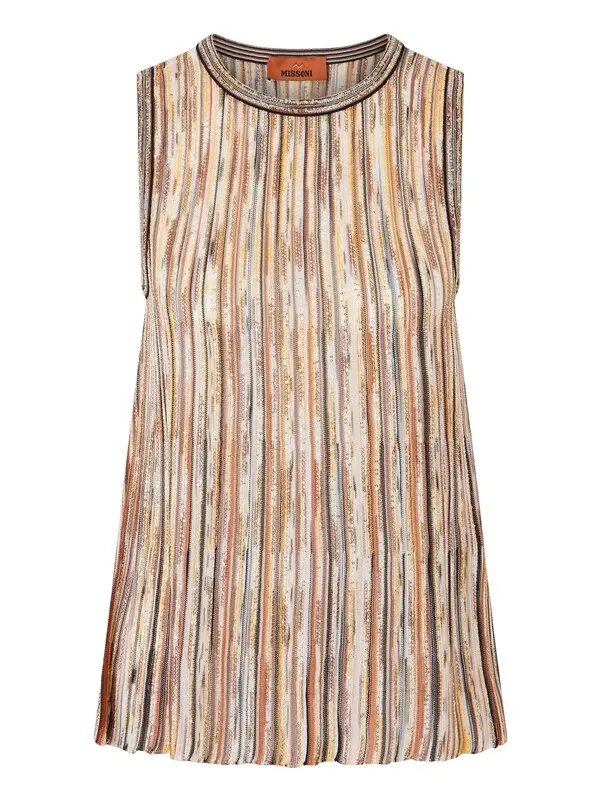 Missoni Sequined Metallic Striped Crochet-knit Tank - Brown
