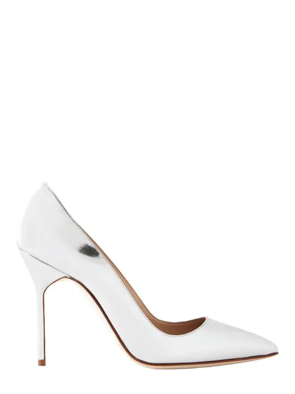 Manolo Blahnik Bb 105 Metallic Leather Pumps - Silver