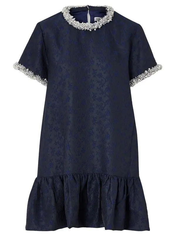 Simkhai Alison Embellished Jacquard Mini Dress - Blue