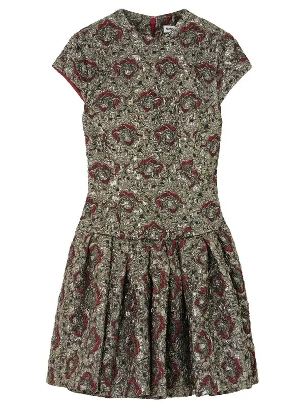 Simkhai Elowen Pleated Metallic Jacquard Mini Dress - Multi