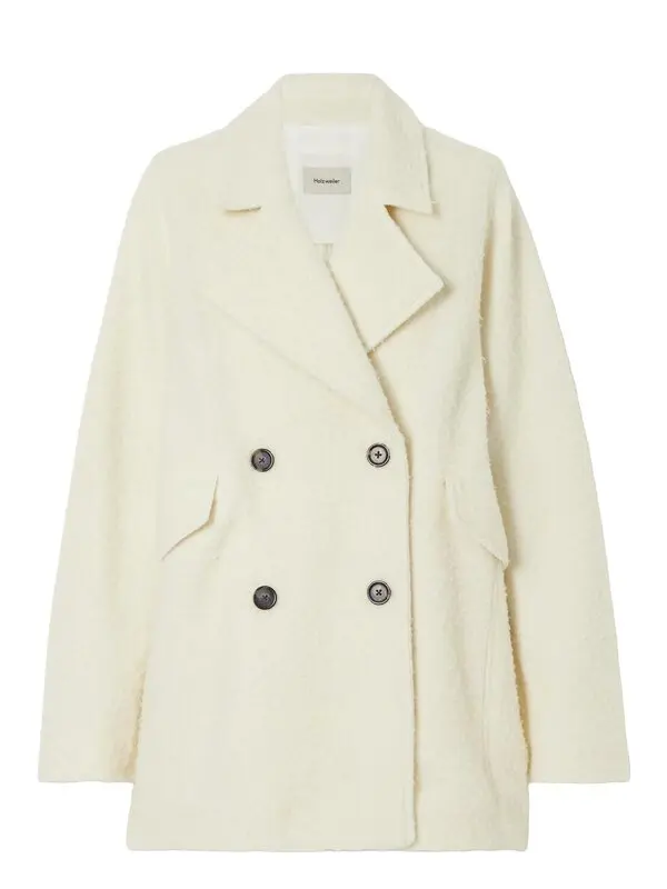 HOLZWEILER Oversized Double-breasted Fleece Coat - Neutrals