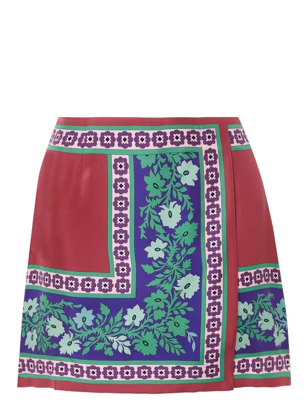 La DoubleJ Foulard Printed Silk Mini Skirt - Multi
