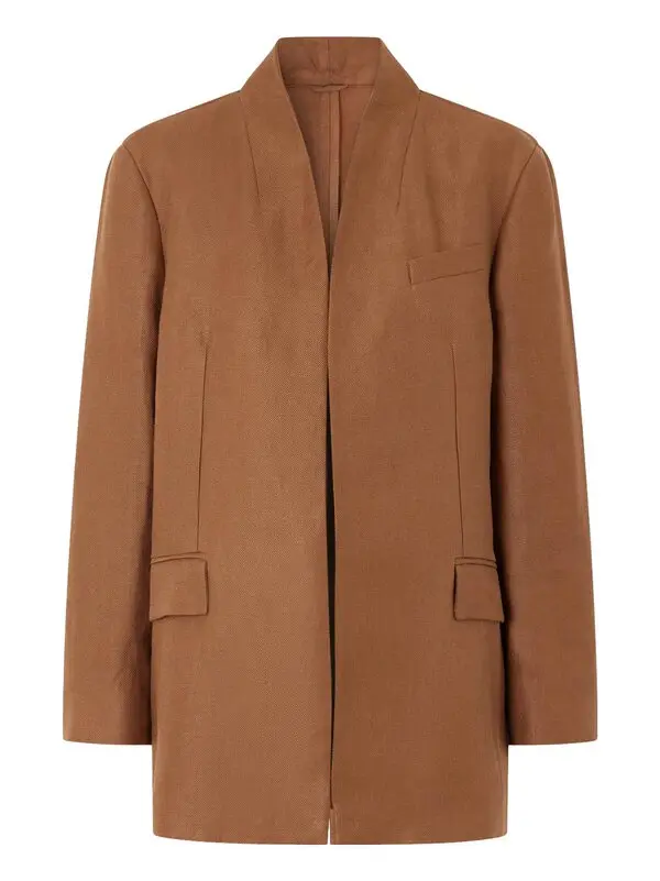 Brunello Cucinelli Linen-twill Stand Collar Blazer - Brown