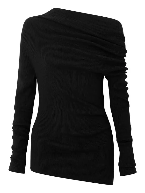 LISA YANG Agie Ribbed Cotton And Cashmere-blend Sweater - Black
