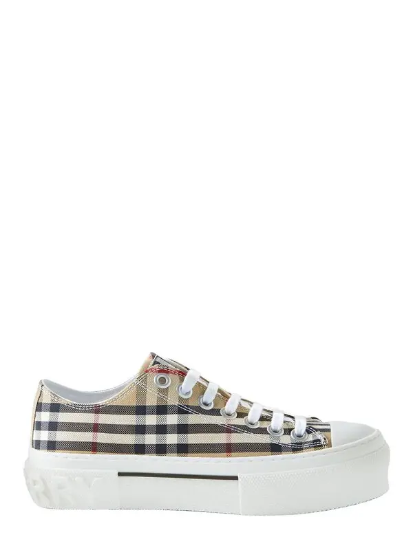 Burberry Checked Canvas Sneakers - Neutrals
