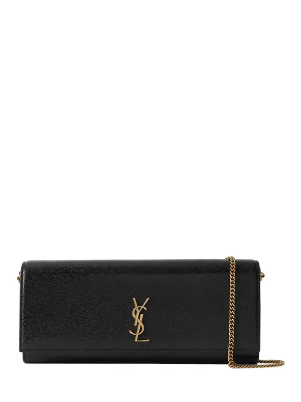 Saint Laurent Kate Embossed Leather Clutch - Black