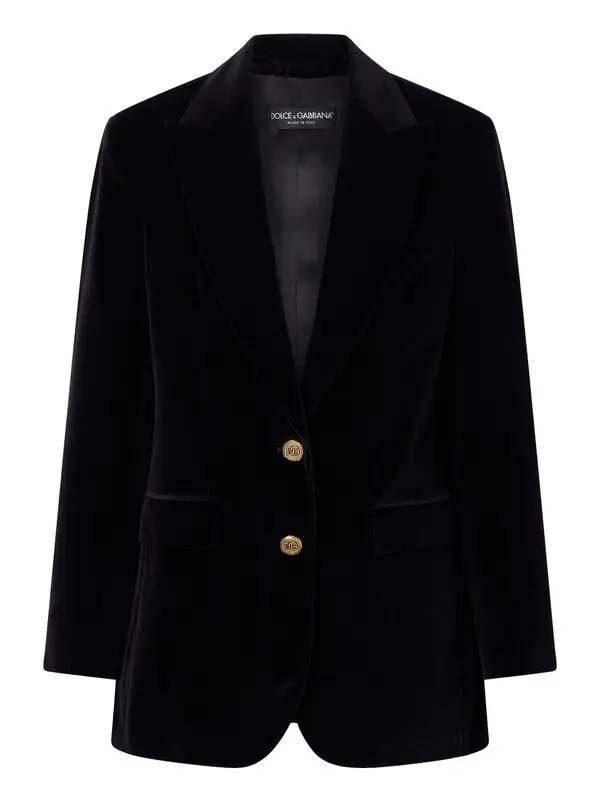 Dolce & Gabbana Cotton-velvet Peak Lapel Blazer - Black