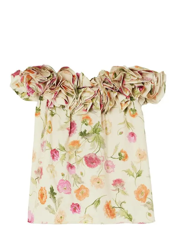 Carolina Herrera Off-the-shoulder Ruffled Floral Print Top - Multi