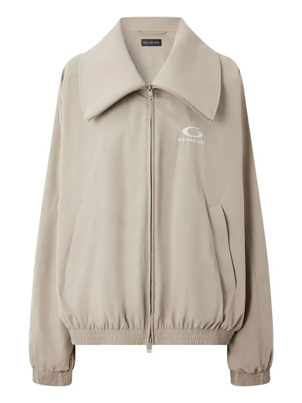 Balenciaga Oversized Embroidered Shell Track Jacket - Neutrals