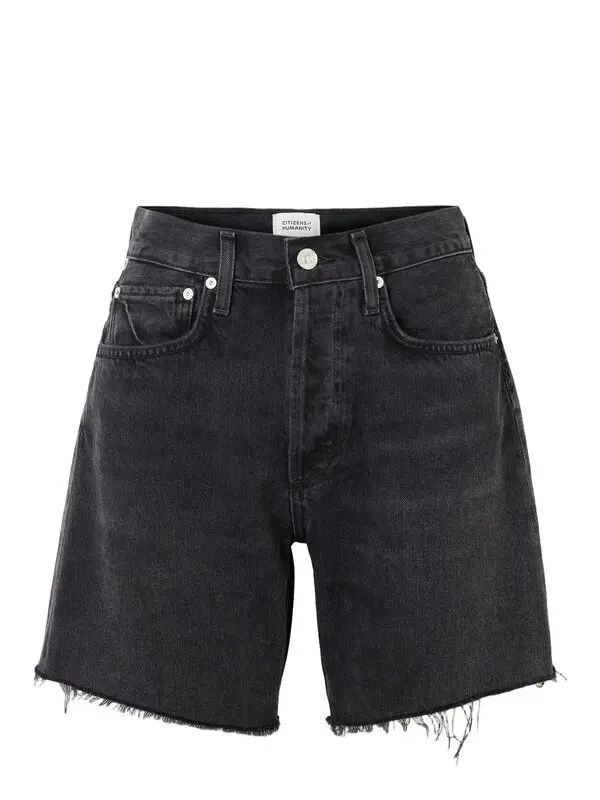 Citizens Of Humanity Marlow Frayed Denim Shorts - Black