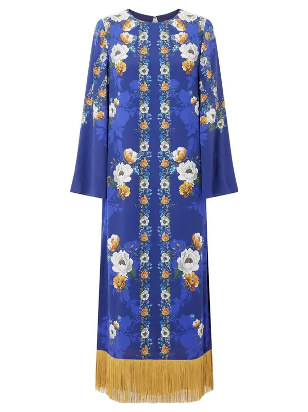Borgo De Nor Seraphina" Floral-print Satin-crepe Maxi Dress - Blue