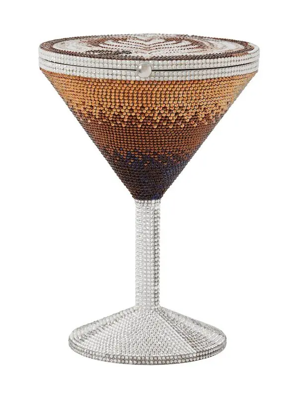 Judith Leiber Martini Espresso Crystal-embellished Silver-tone Clutch - Multi