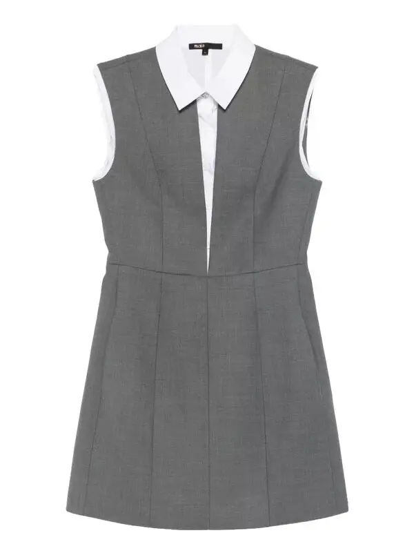 Maje Panelled Mini Dress - Grey