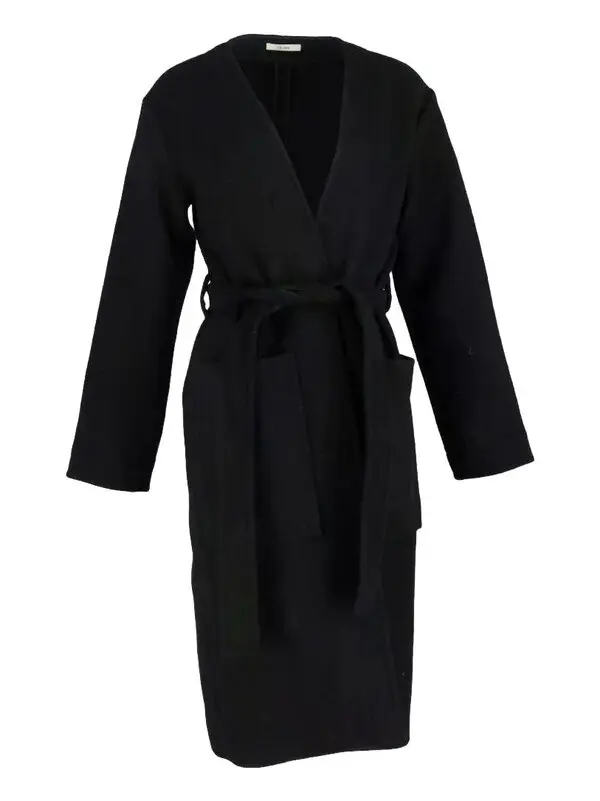 Celine Belted Cashmere Coat - Black