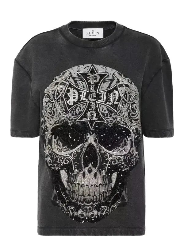 Philipp Plein Skull Embellished T-shirt - Black