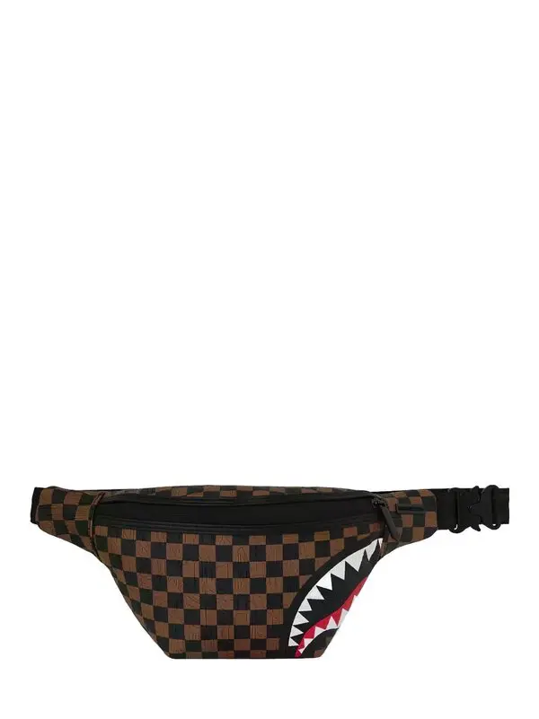 SPRAYGROUND Checkered Shark Detail Belt Bag - Brown