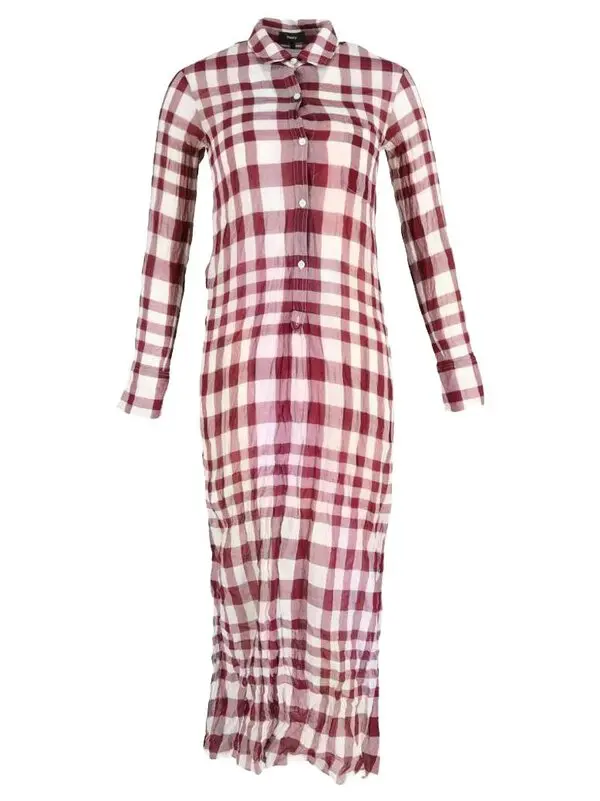Theory Plaid Shirt Dress - Red