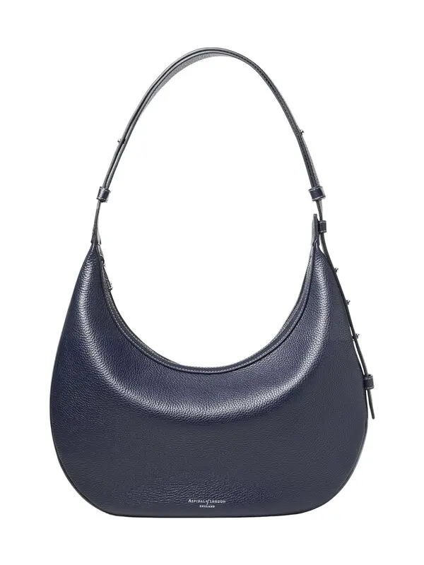 ASPINAL OF LONDON Large Soho Crescent Cross-body Bag - Navy